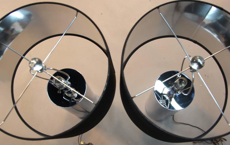 Pair of Vintage Chrome Tube Lamps For Sale at 1stDibs