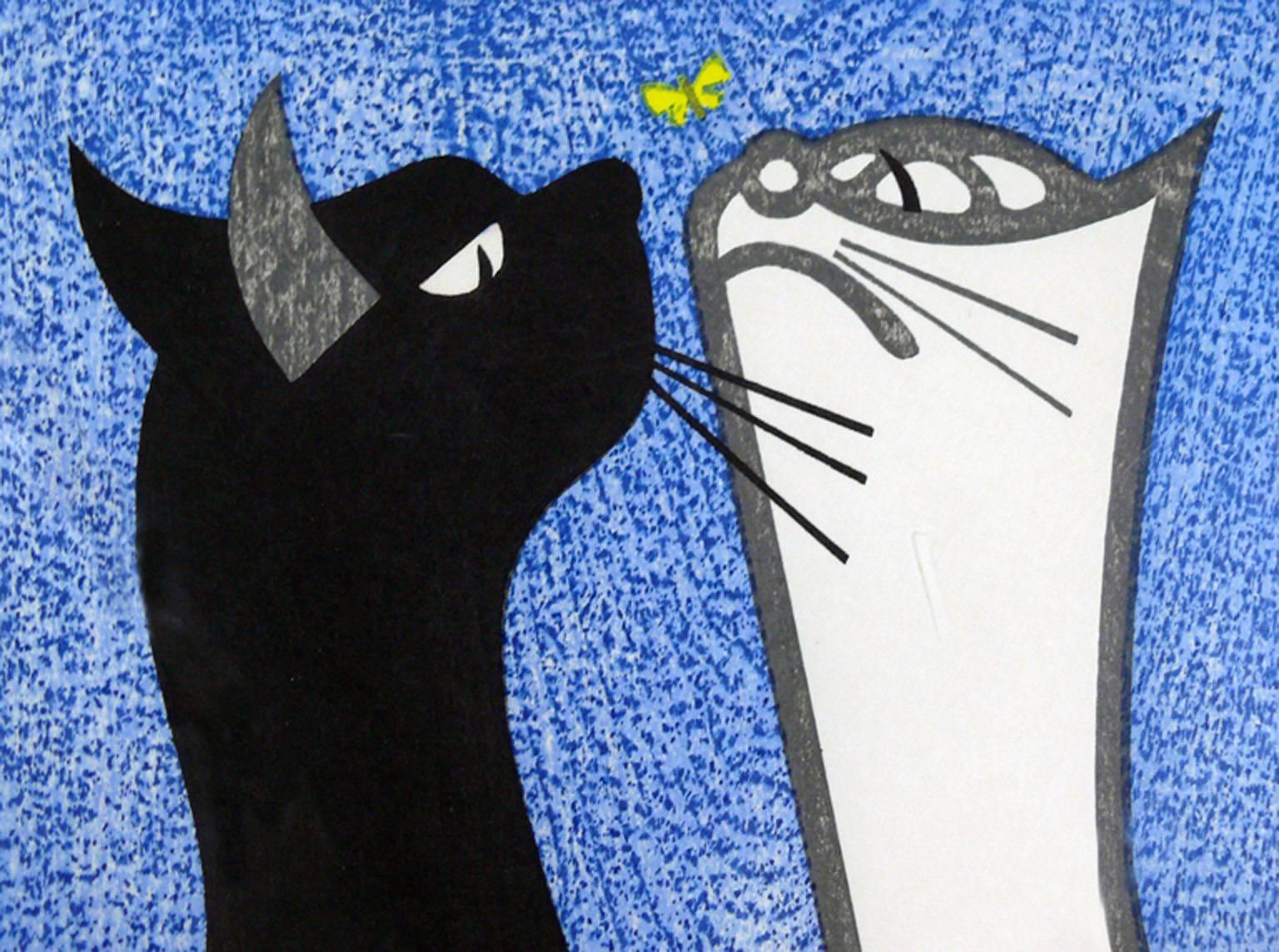 Steady Gaze by Kiyoshi Saito For Sale at 1stDibs | steady gaze two cats