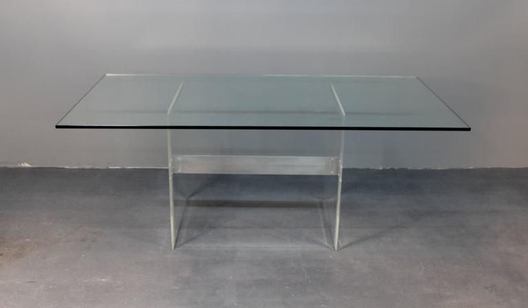 Lucite Base Glass Top Dining Table Or Desk At 1stdibs 9588
