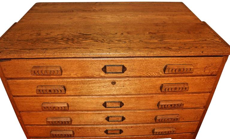 American Oak Map or Architect's Chest at 1stDibs