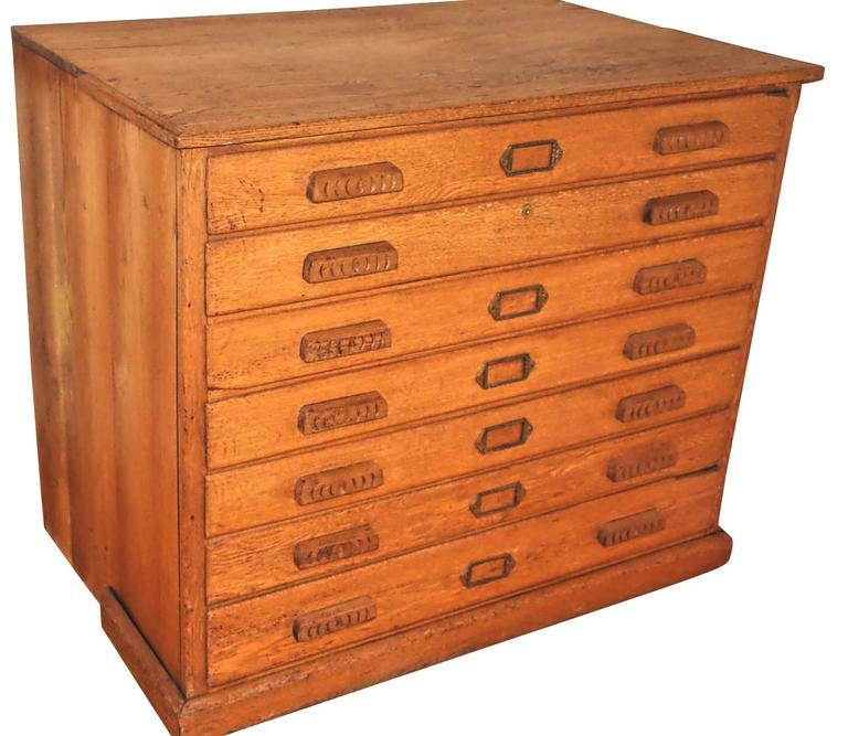 American Oak Map or Architect's Chest at 1stDibs