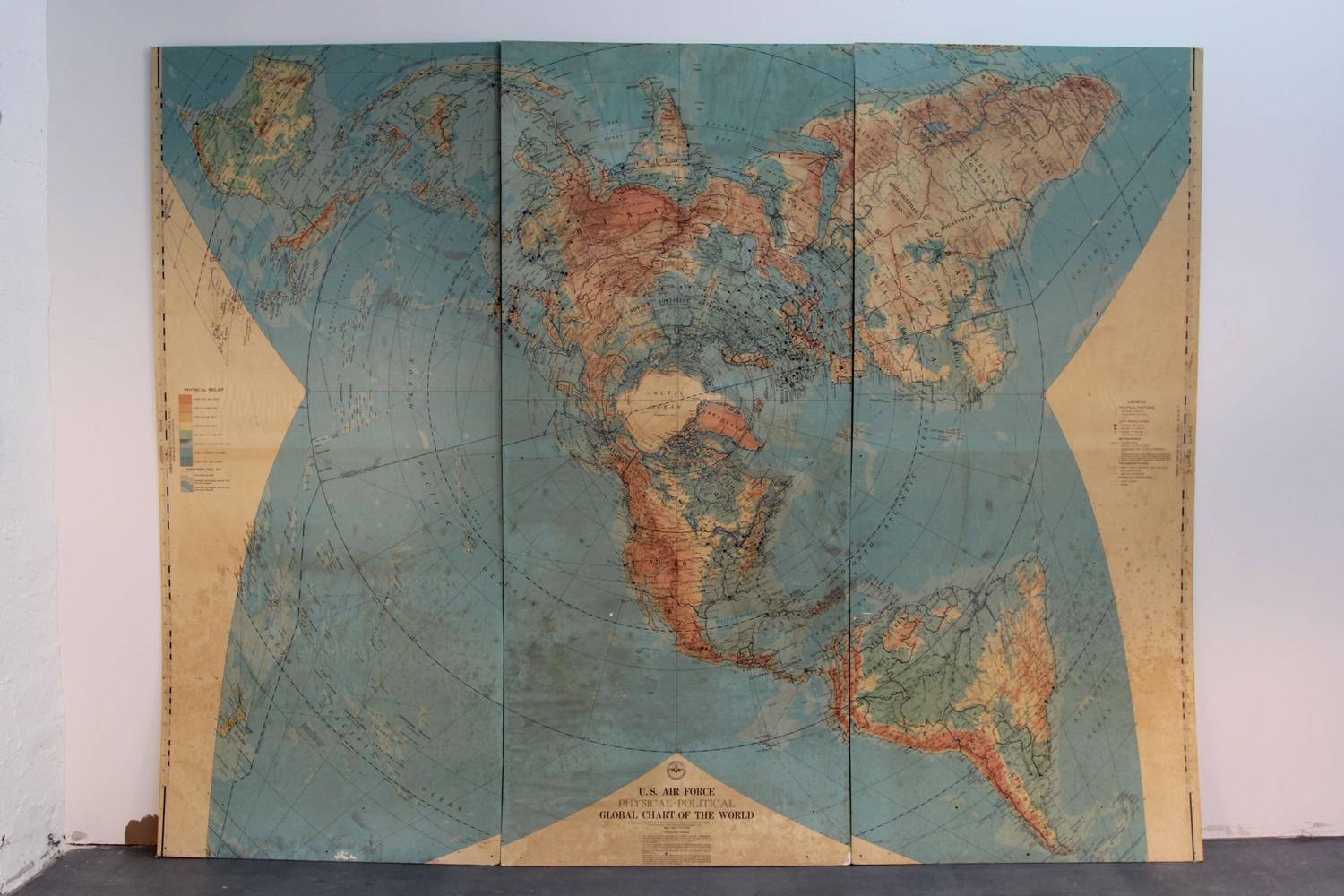 U.S. Air Force Physical, Political Global Chart of the World Triptych ...