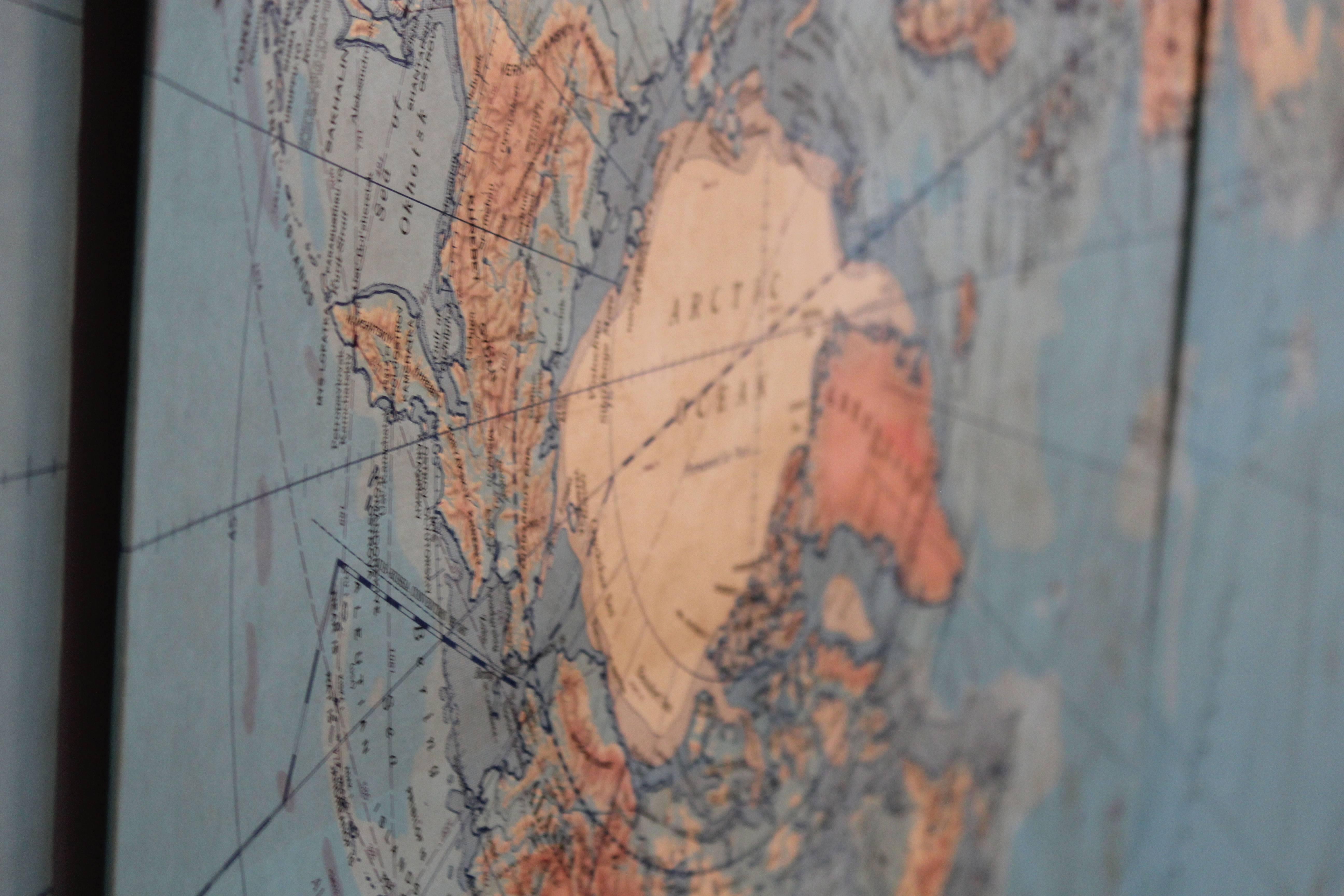 U.S. Air Force Physical, Political Global Chart of the World Triptych ...