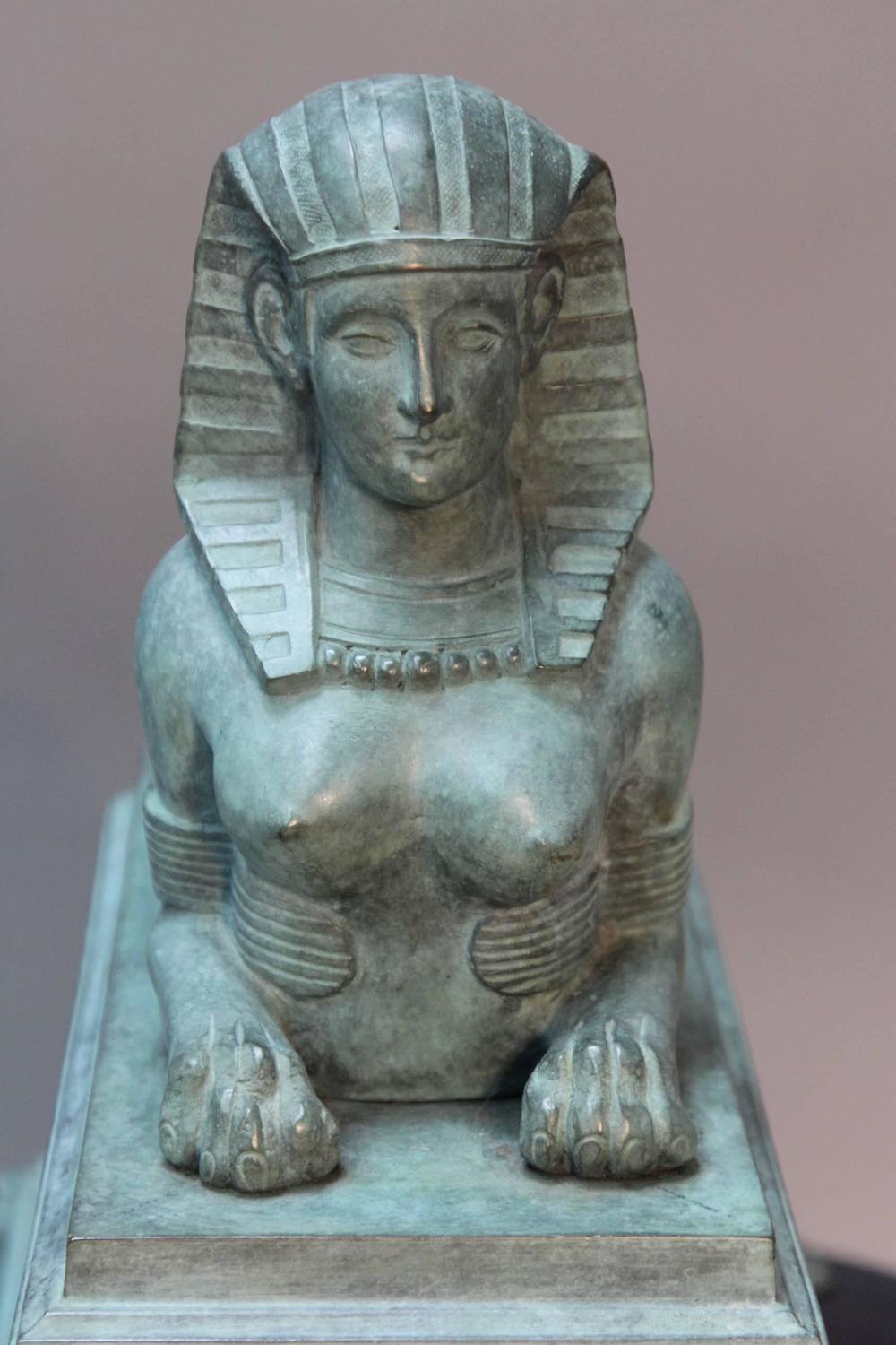 Antique Pair of Egyptian Revival Bronze Sphinx For Sale at 1stdibs