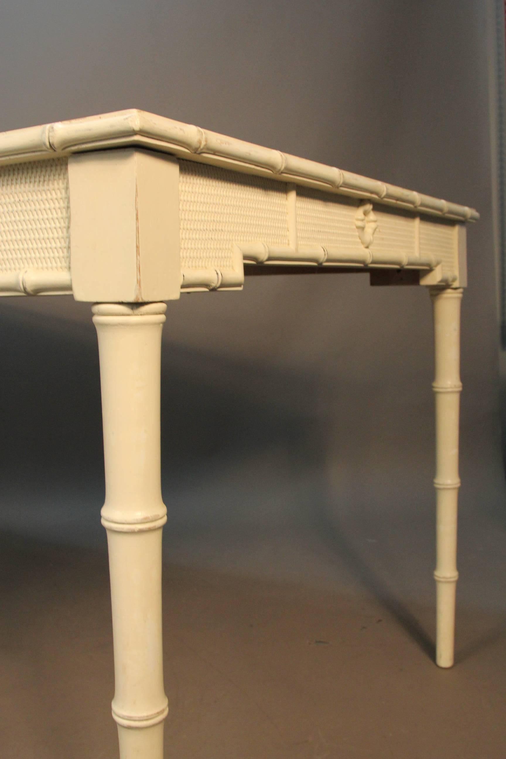 Chippendale Style Painted Dining Table with Faux Bamboo Accents at 1stDibs