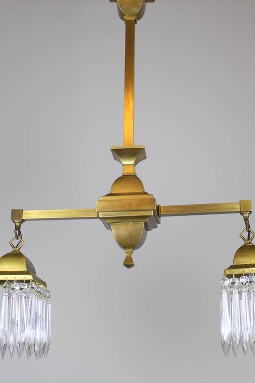 Mission Crystal Fixture circa 1910 Satin Brass Two-Light For Sale at ...