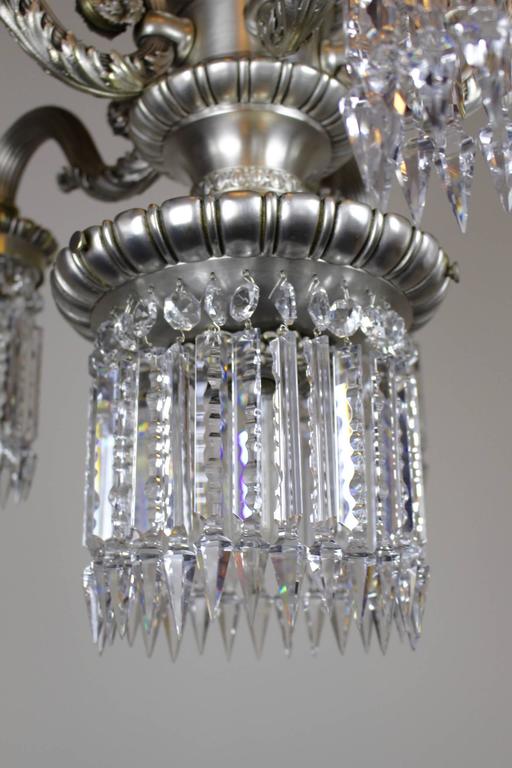 Neoclassical Silver Plate Crystal Chandelier For Sale at 1stDibs