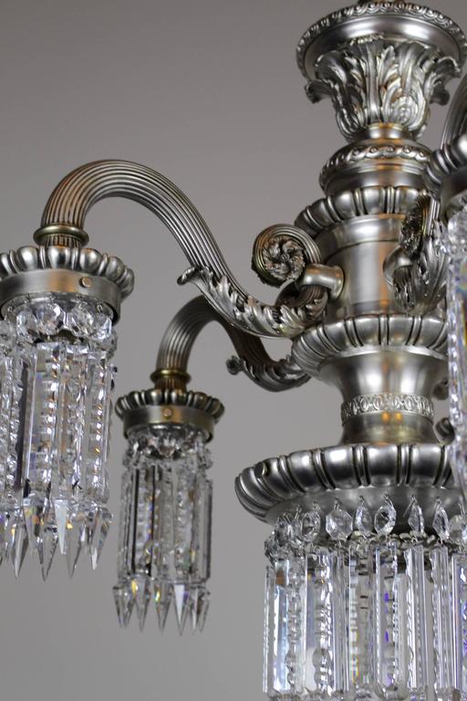 Neoclassical Silver Plate Crystal Chandelier For Sale at 1stDibs