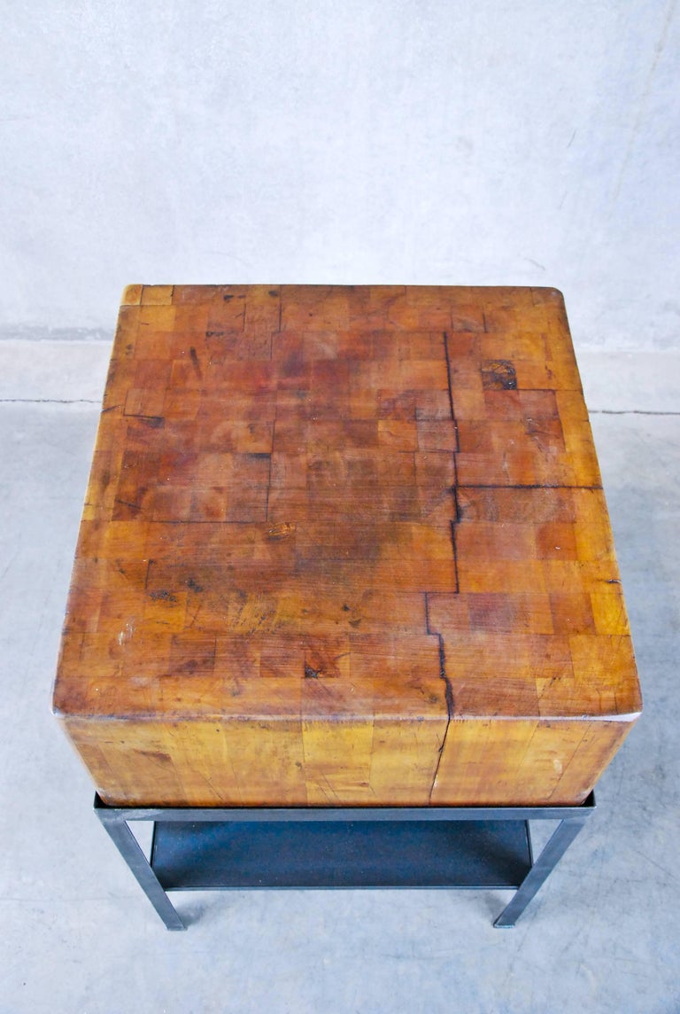 1930 Maple Butcher Block on Steel Base at 1stDibs