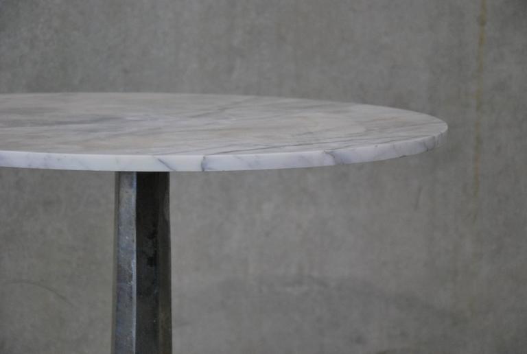 Deco Style Round Cast Bistro Tables with Marble Tops at 1stDibs