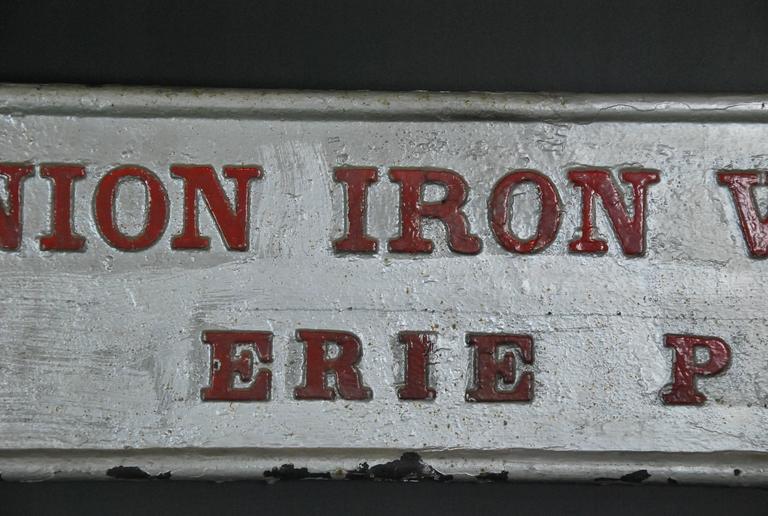 1920 Cast Iron Wall Plaque, Union Iron Works, Erie, PA For Sale at 1stdibs