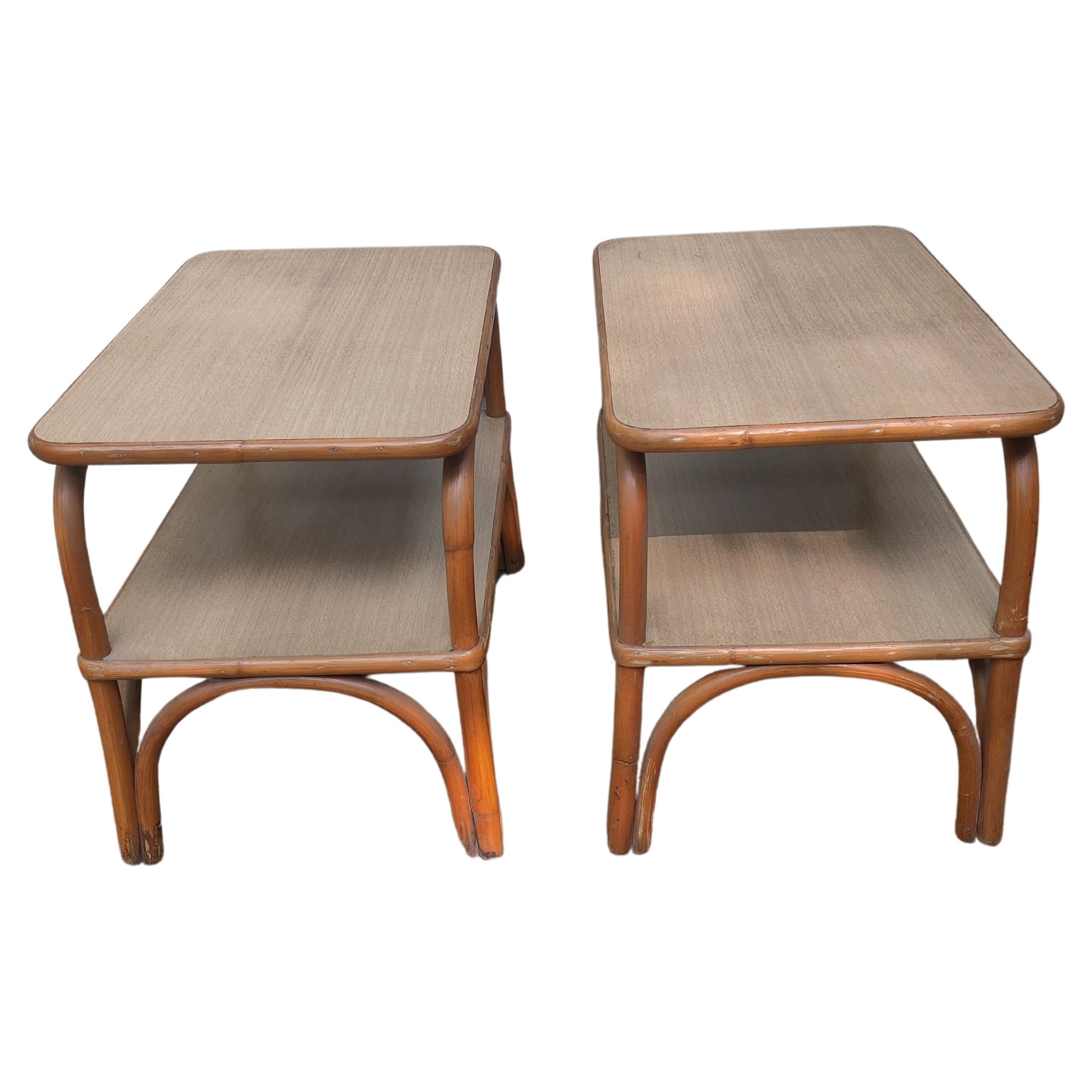 Vintage Rattan and Laminate Side Tables at 1stDibs | vintage rattan ...