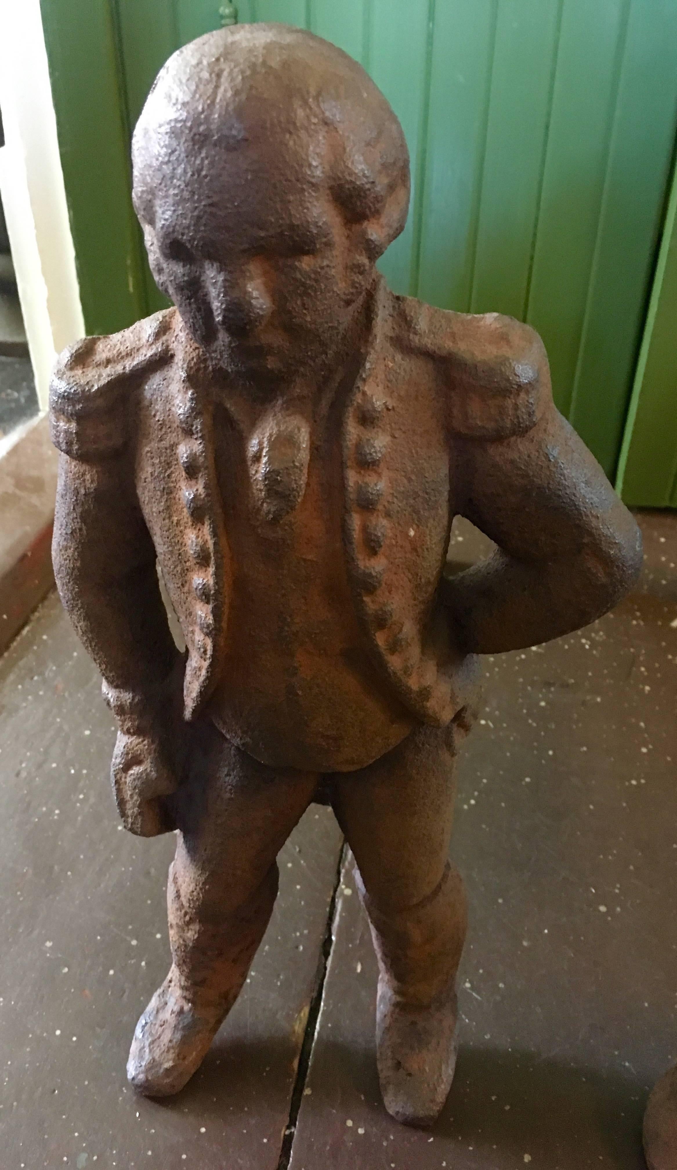 Pair of Early 19th Century Cast Iron George Washington Andirons at 1stDibs