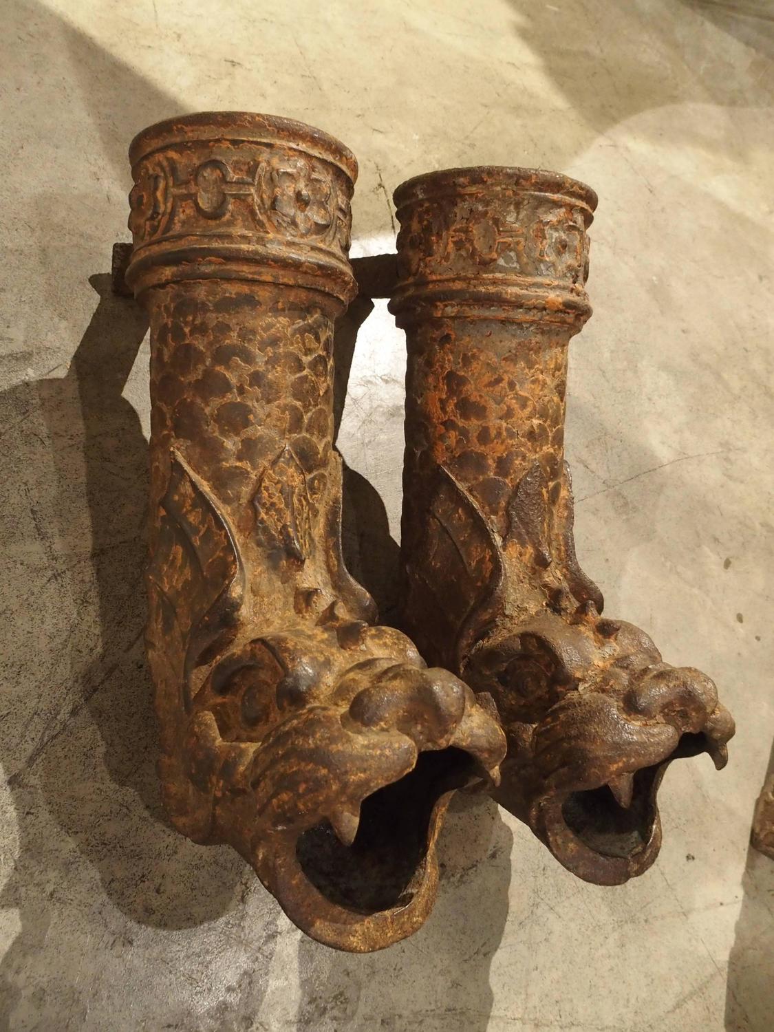 Rare Pair of Antique Iron Gutter Spouts from Bordeaux France at 1stdibs
