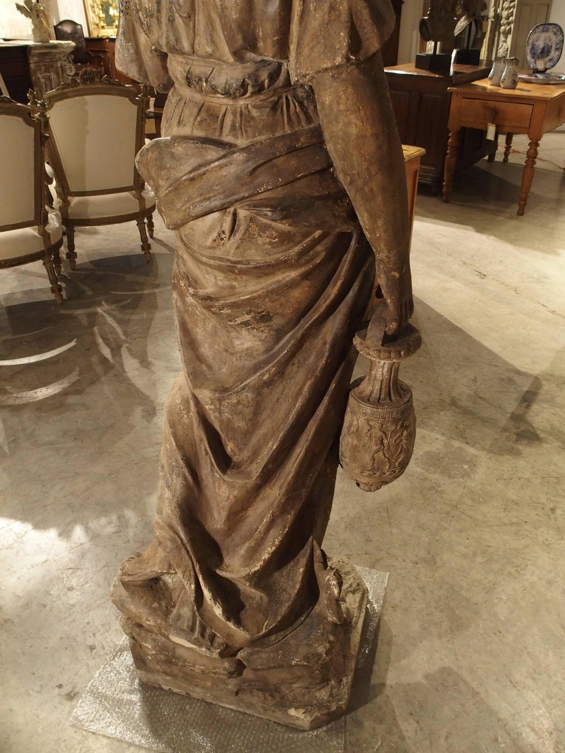 Lifesize Antique Terra Cotta Statue of a Woman For Sale at 1stdibs