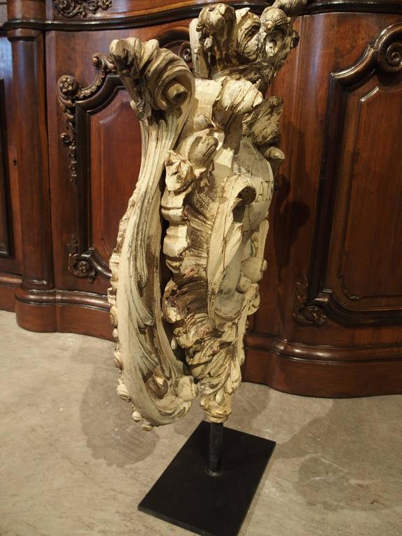 Carved and Polychromed Rococo Cartouche on Stand, Flanders, 1857 at 1stDibs