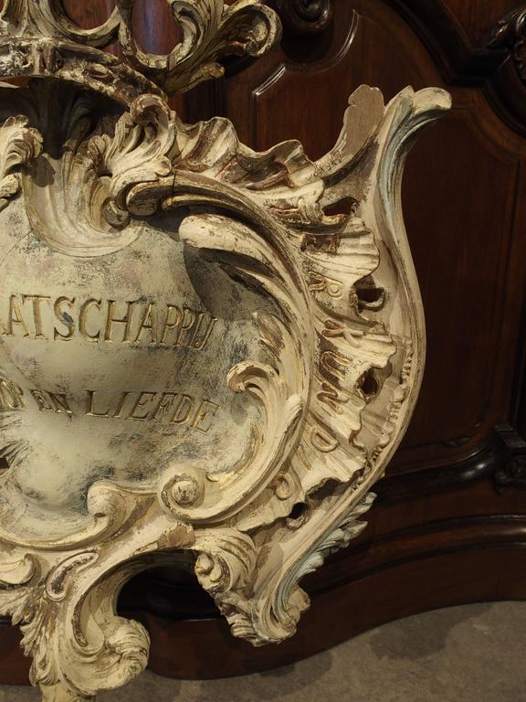 Carved and Polychromed Rococo Cartouche on Stand, Flanders, 1857 at 1stDibs