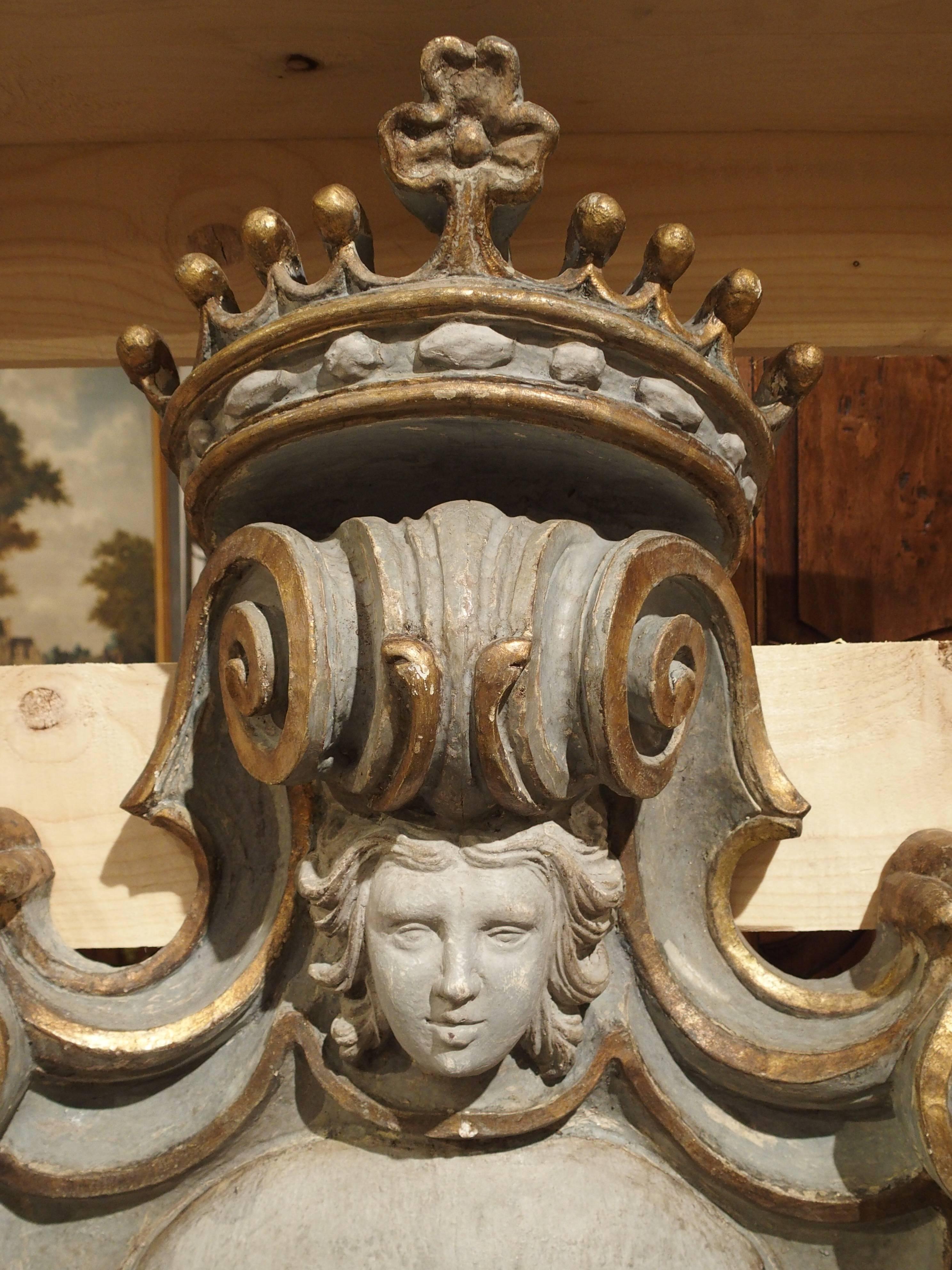 Large Carved and Painted Wooden Cartouche from Italy at 1stDibs