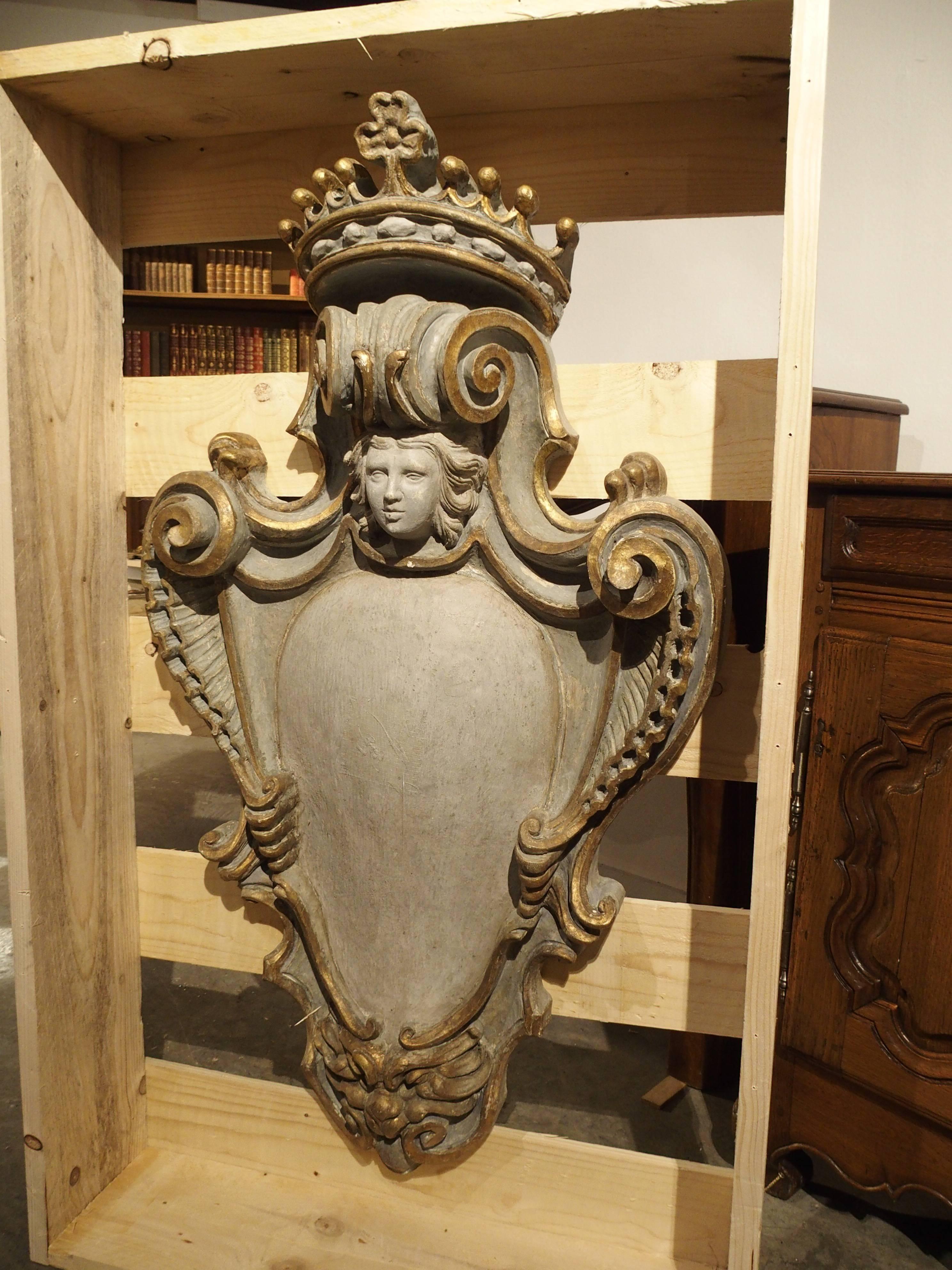 Large Carved and Painted Wooden Cartouche from Italy at 1stDibs