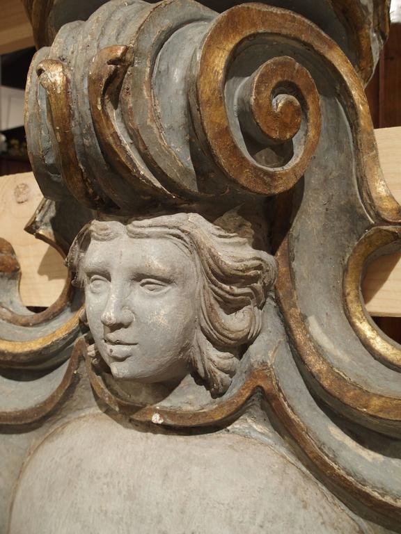 Large Carved and Painted Wooden Cartouche from Italy at 1stDibs
