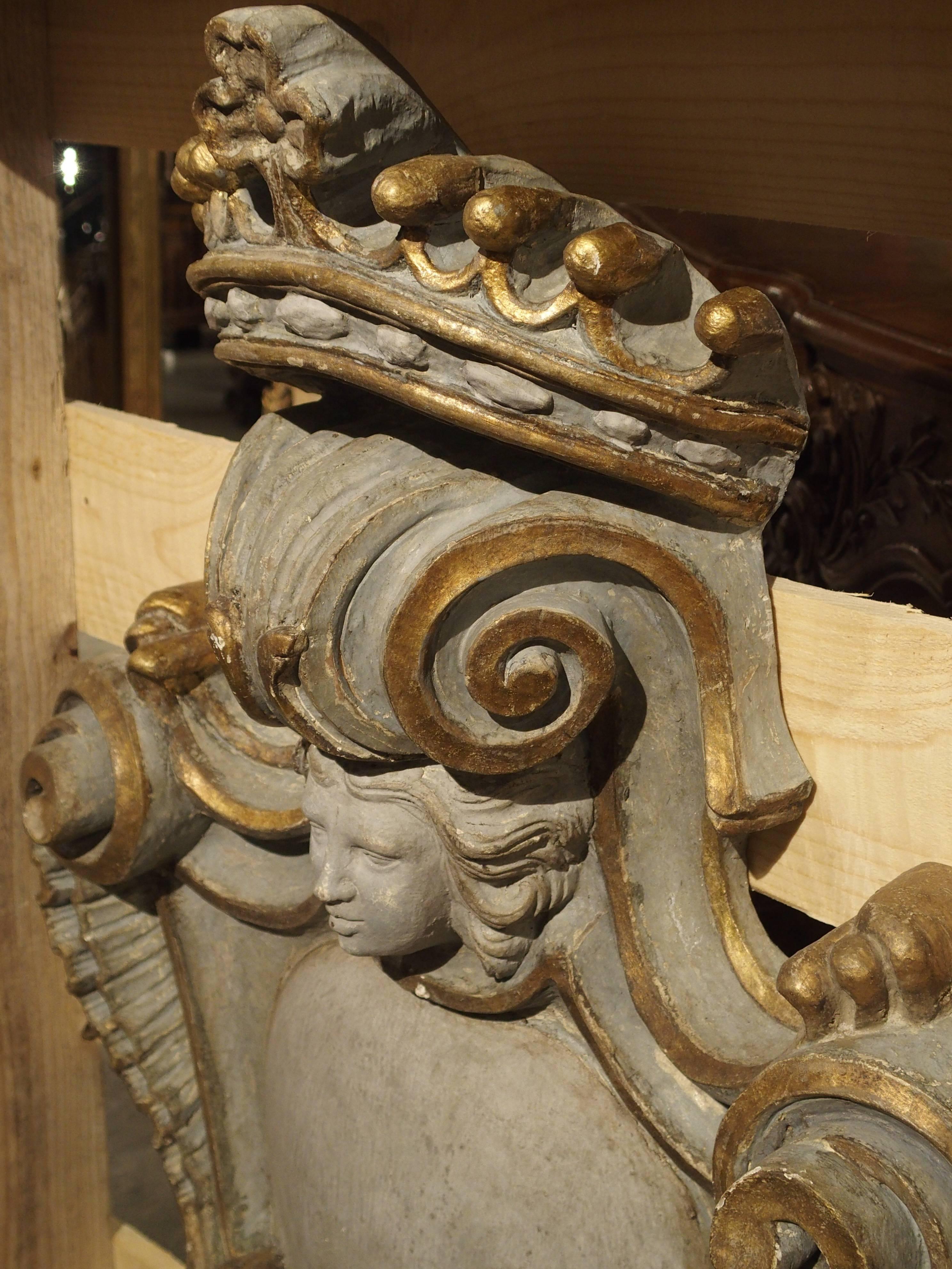 Large Carved and Painted Wooden Cartouche from Italy at 1stDibs