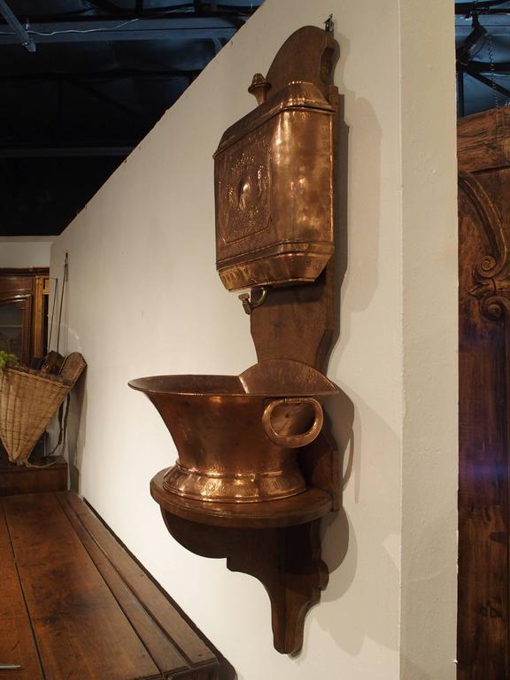 Antique French Copper Lavabo with Original Wood Mount, circa 1850 at ...