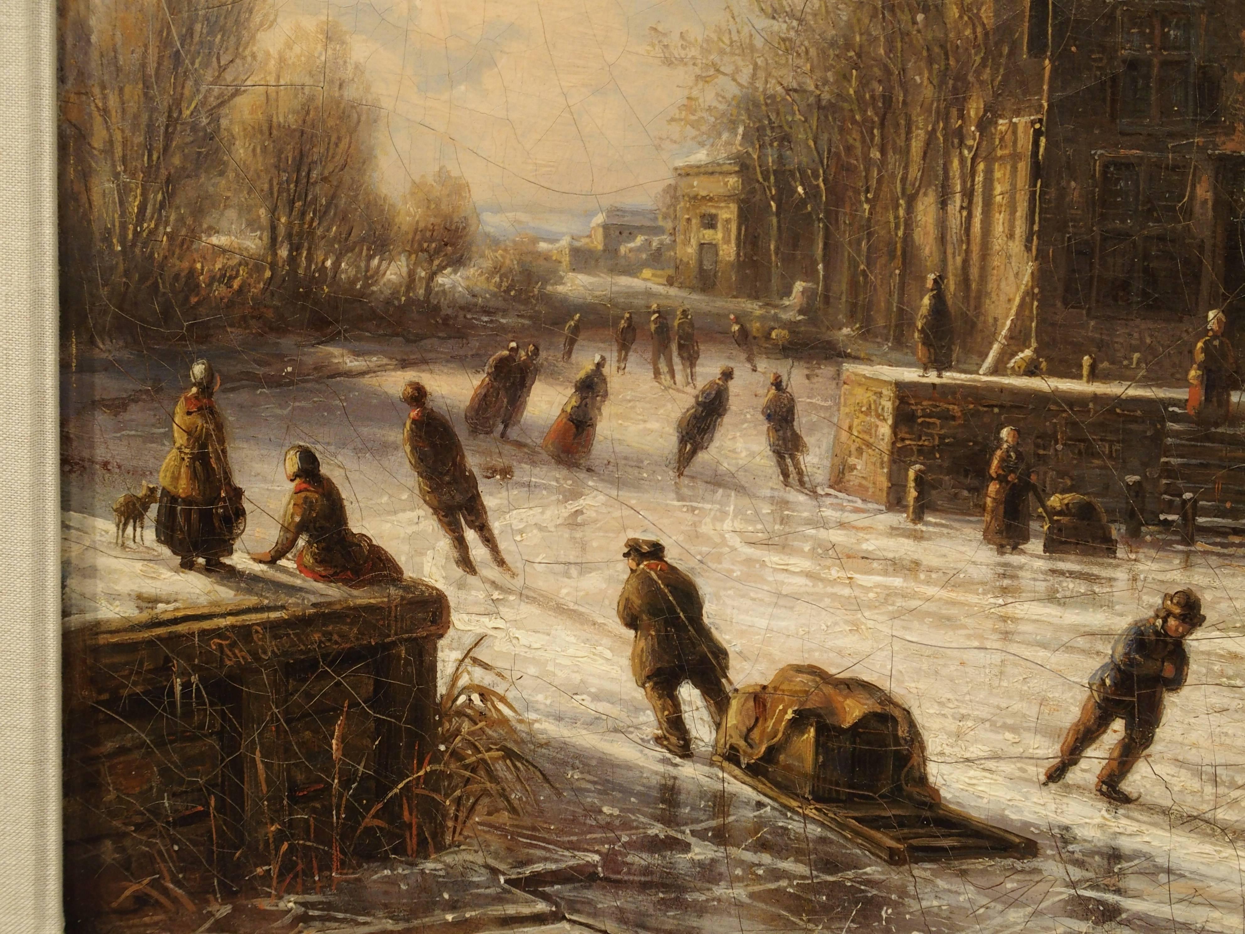Dutch Winter Skating Scene, Theodoor Soeterik, 1810-1883 at 1stDibs | dutch skating scene