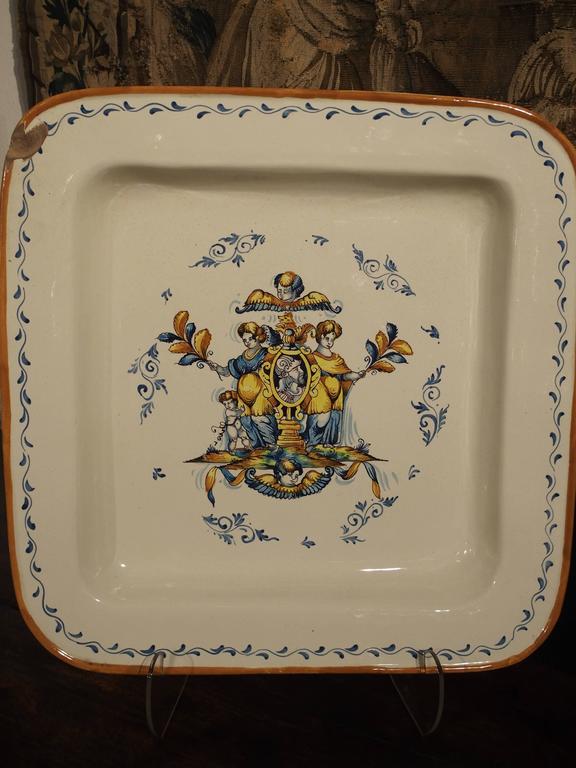 Pair of Large Hand Painted Italian Plates For Sale at 1stDibs