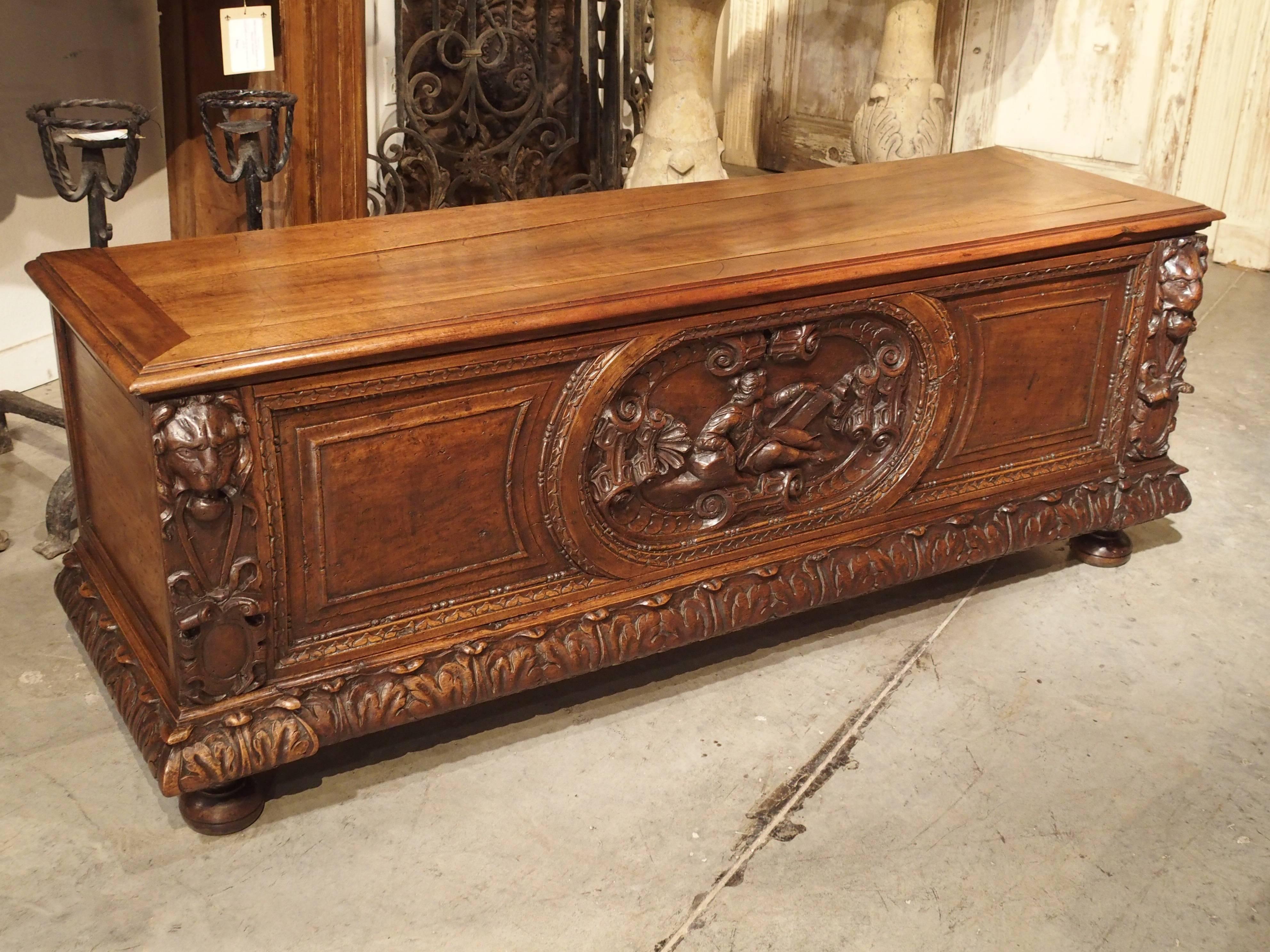 19th Century Walnut Wood Renaissance Trunk from France at 1stDibs ...