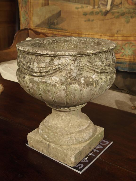 Vintage Cast Stone Drapery Swag Planter from Belgium at 1stDibs