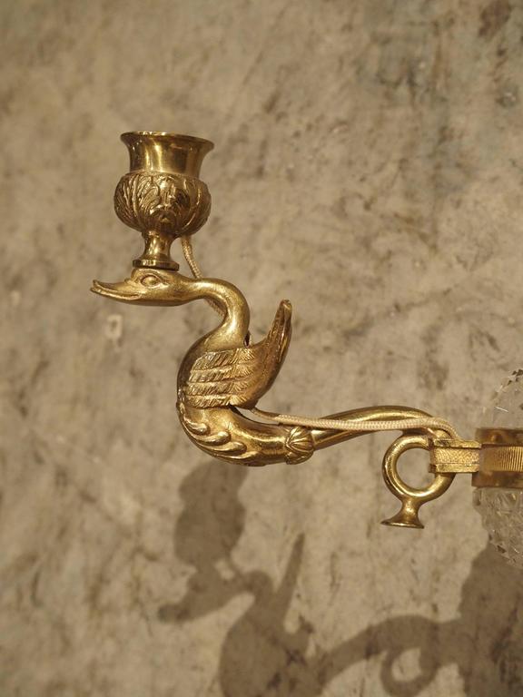 19th Century Empire Style Crystal and Bronze Swan Sconce from France ...