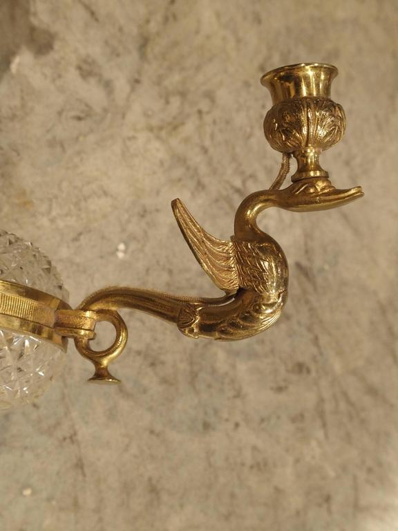 19th Century Empire Style Crystal and Bronze Swan Sconce from France ...