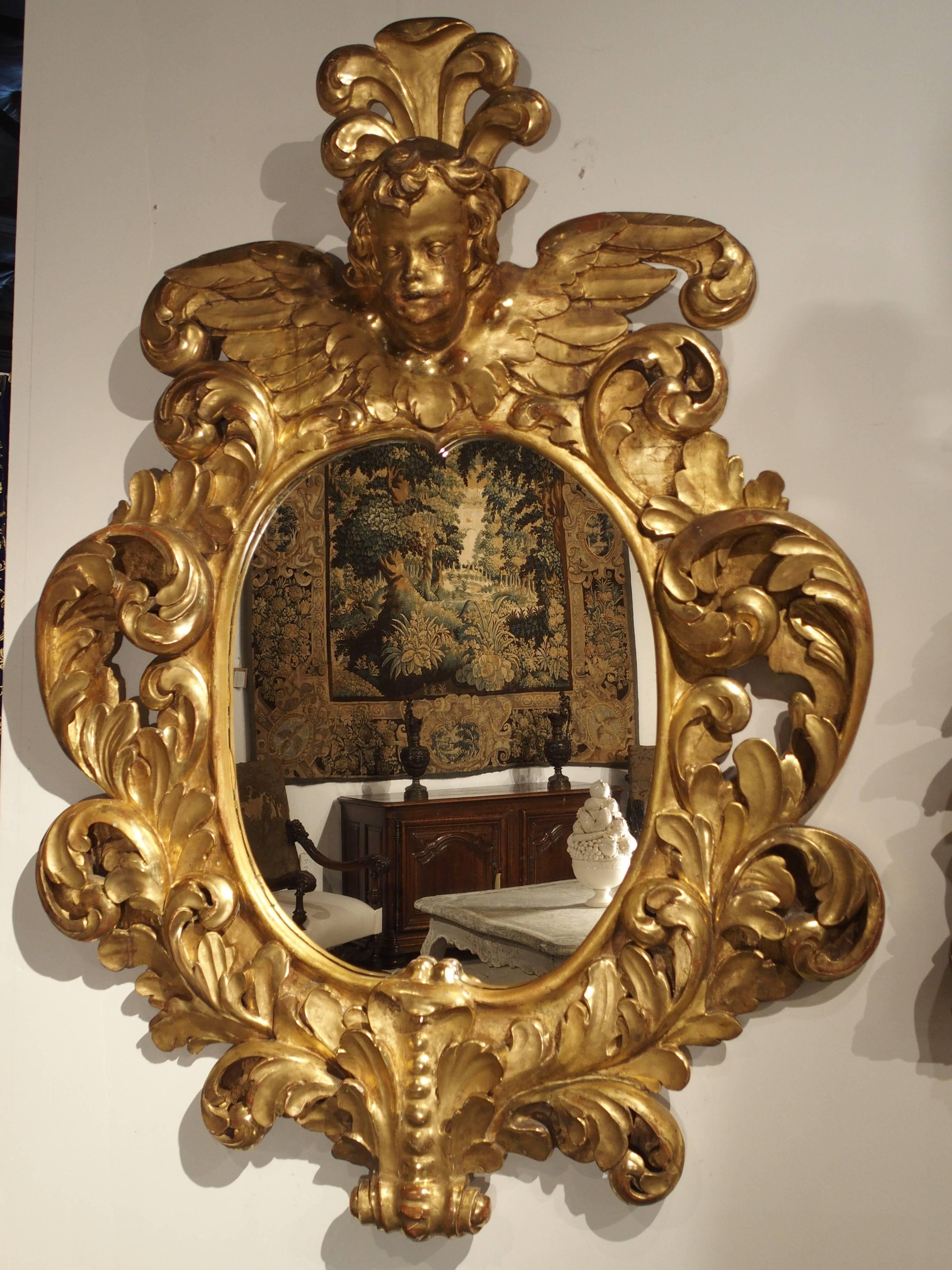 Large 17th Century Giltwood Baroque Mirror from Italy For Sale at ...