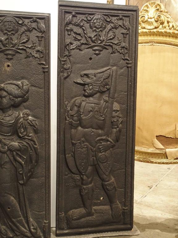 Rare Antique Cast Iron French Fireplace Plaques, Justice, Prudence and ...