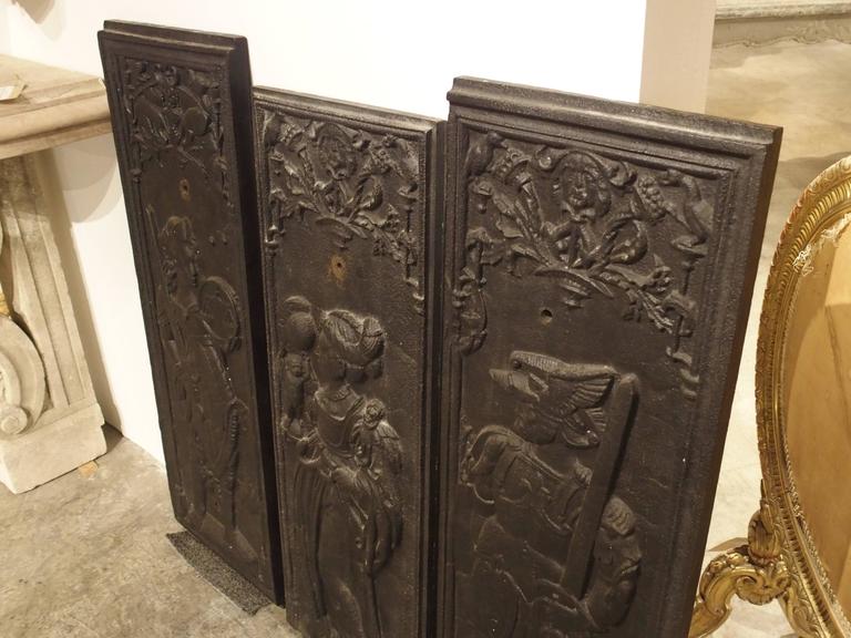 Rare Antique Cast Iron French Fireplace Plaques, Justice, Prudence and ...