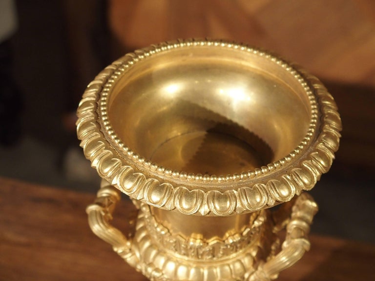 Antique Mercury Gilded Bronze Medici Vase on Toscana Marble Base at 1stDibs