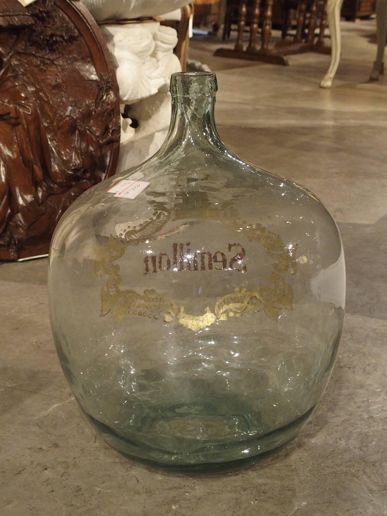 Large Handblown Semillon Demijohn Bottle from France at 1stDibs