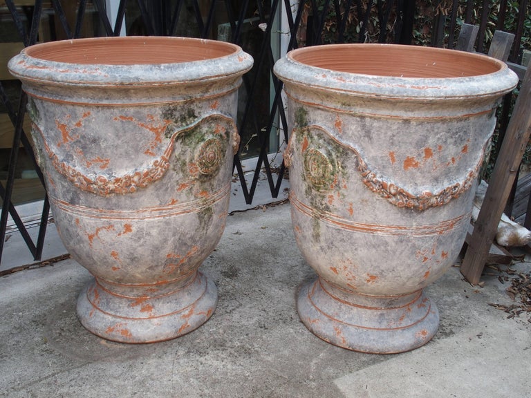 Pair of Large Painted and Distressed Anduze Pots, France at 1stDibs ...