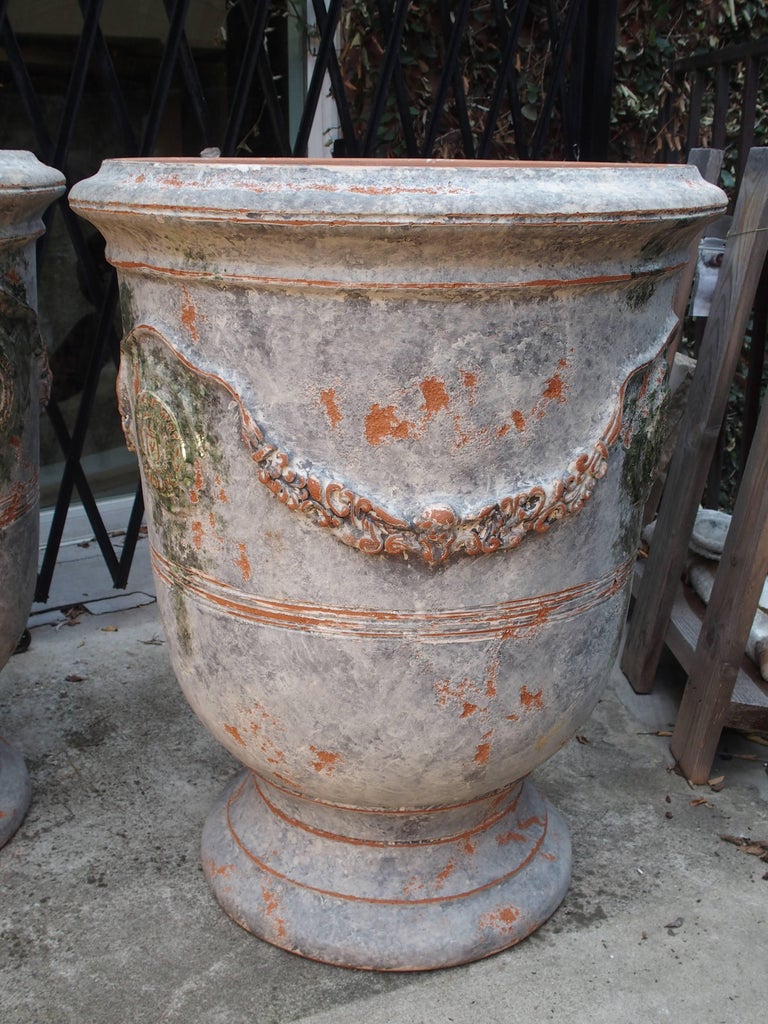 Pair of Large Painted and Distressed Anduze Pots, France at 1stDibs ...