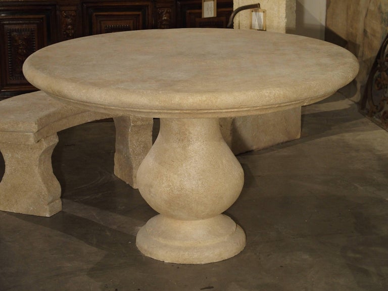 Carved Round Limestone Table from Provence, France at 1stDibs