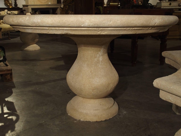 Carved Round Limestone Table from Provence, France at 1stDibs