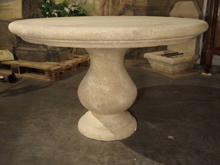 Carved Round Limestone Table from Provence, France at 1stDibs