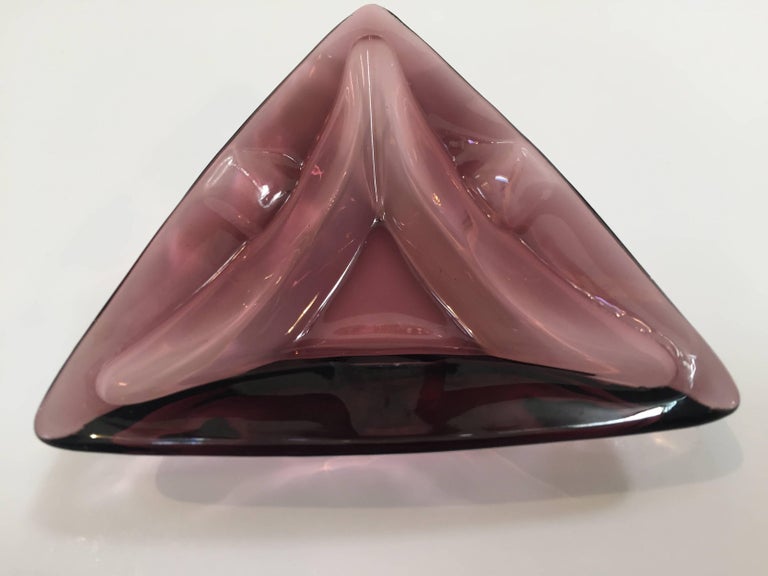Vintage Moroccan Hazel Atlas Amethyst Triangle Pair of Ashtrays For ...