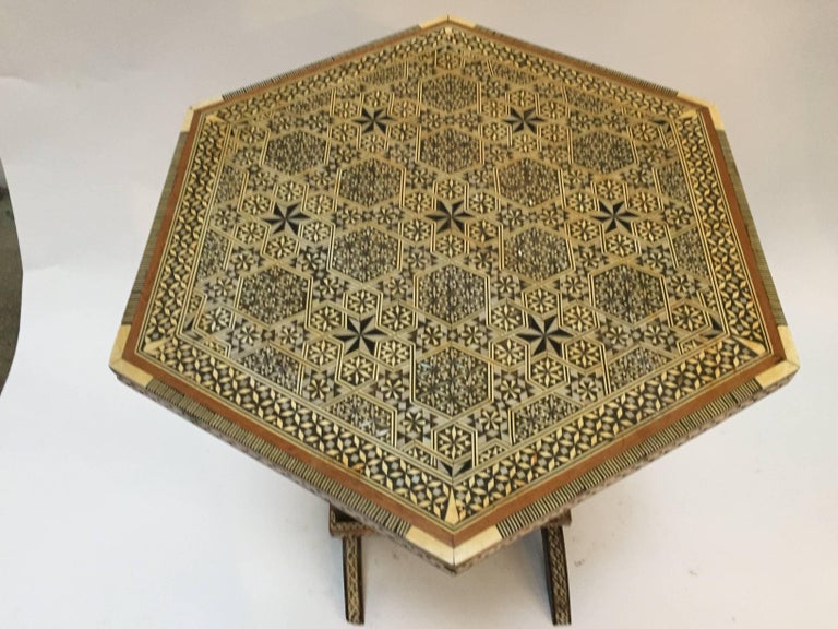 Middle Eastern Egyptian Octagonal Side Tilt Top Table Inlaid Marquetry ...