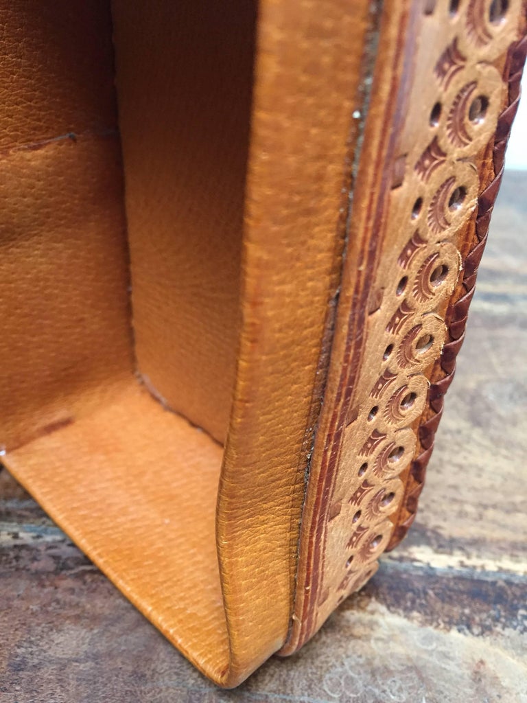 Leather Vintage Brown Box Hand Tooled in Morocco with Tribal African ...