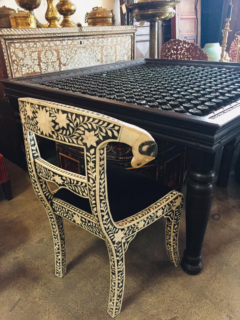 Hand-Carved Anglo-Indian Style Square Dining Table at 1stDibs