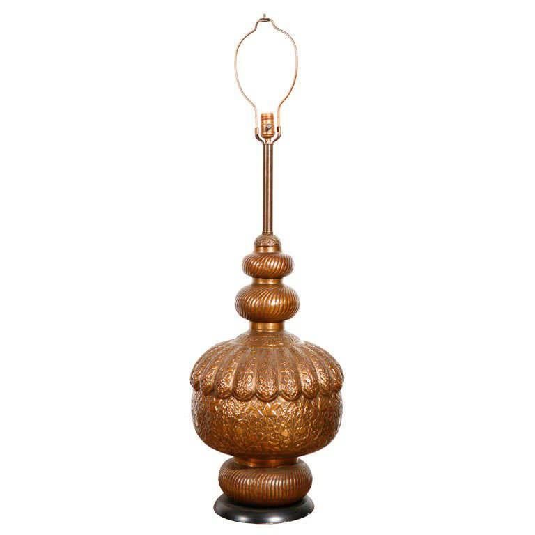 Elegant Tall Moorish Polished Brass Decorative Lamp Base For Sale at ...