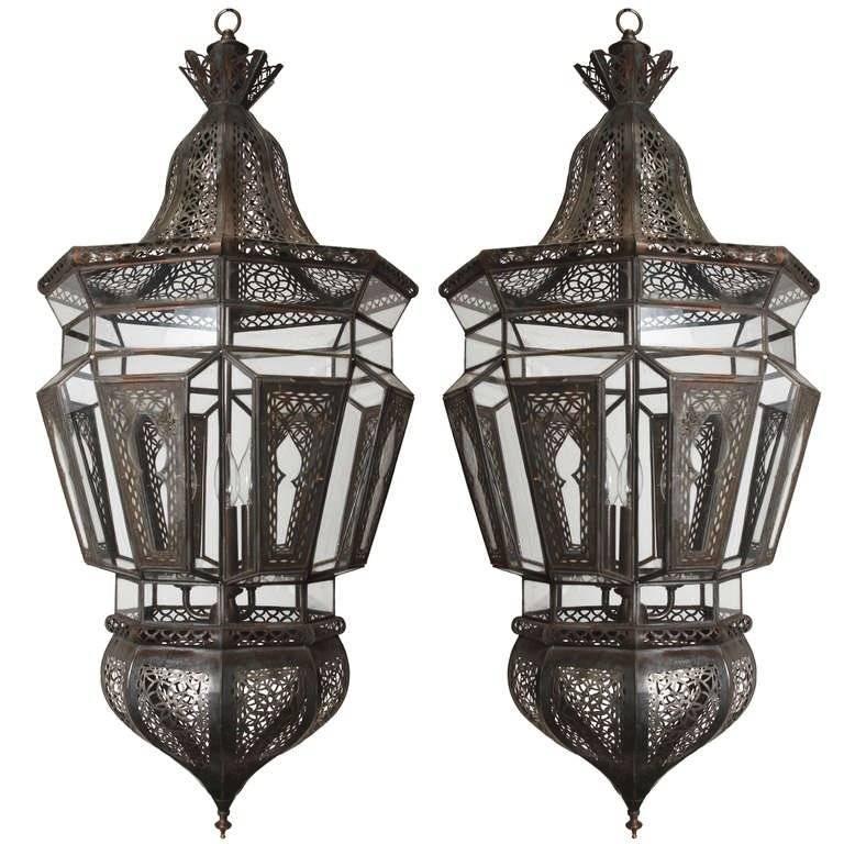 Moroccan Moorish Vintage Hanging Light Fixture For Sale at 1stdibs