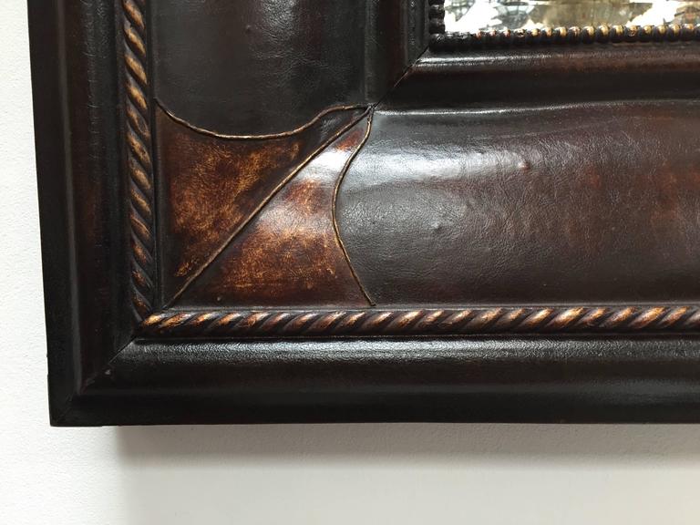 Pair of Large Leather Wrapped Mirrors Portuguese Style at 1stDibs