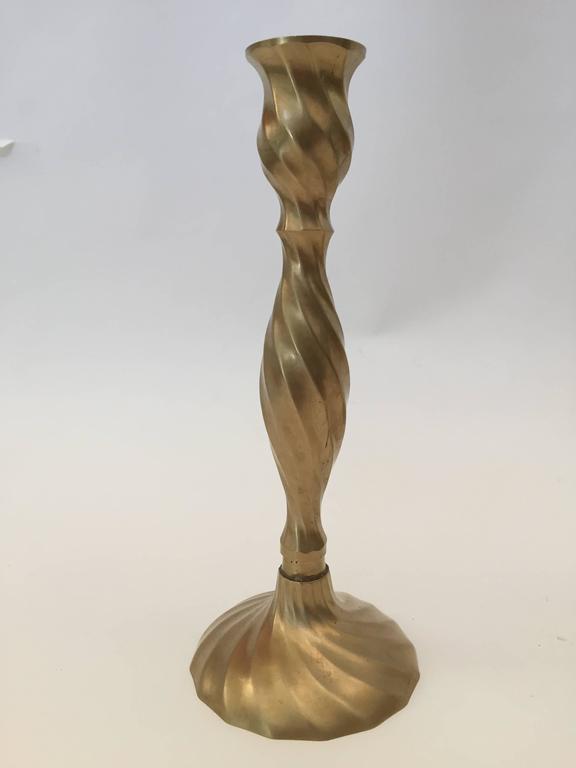 Four English Brass Swirl Base Candlesticks at 1stDibs